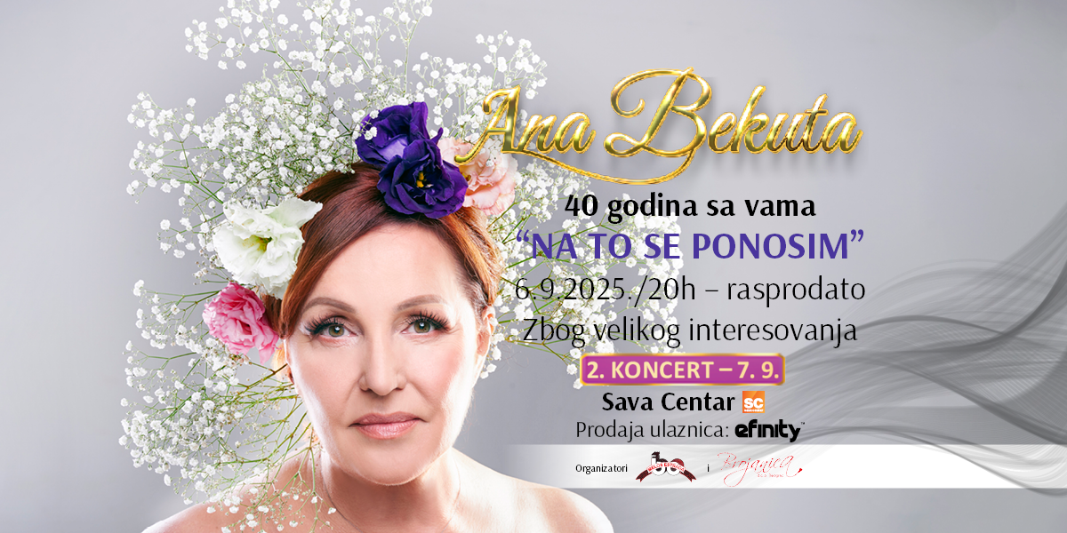 Ana Bekuta u Sava Centru | Koncert 40 godina karijere – 07.09.2025.